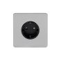 Single Schuko Socket Brushed Chrome Flat Plate 16A 1 Gang Euro Socket ...