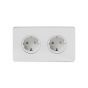 Double Schuko Socket Polished Chrome Flat Plate 16A 2 Gang Euro Socket ...