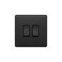 Soho Lighting Matt Black 10 Amp 2 Gang Screwless 2 Way Switch - Elesi