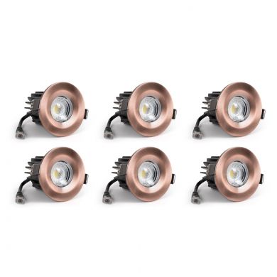 10 Pack - Antique Copper CCT Fire Rated LED Dimmable 10W IP65 Downlight ...