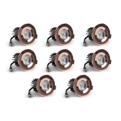 10 Pack - Antique Copper CCT Fire Rated LED Dimmable 10W IP65 Downlight ...