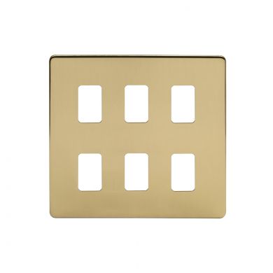 Soho Lighting Brushed Brass 2 Gang Grid Plate - Elesi