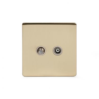 Soho Lighting Brushed Brass 1 Gang Data Socket RJ45 Ethernet Cat5 Wht ...