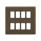 Soho Lighting Antique Brass 8 Gang Grid Switch Plate Screwless - Elesi