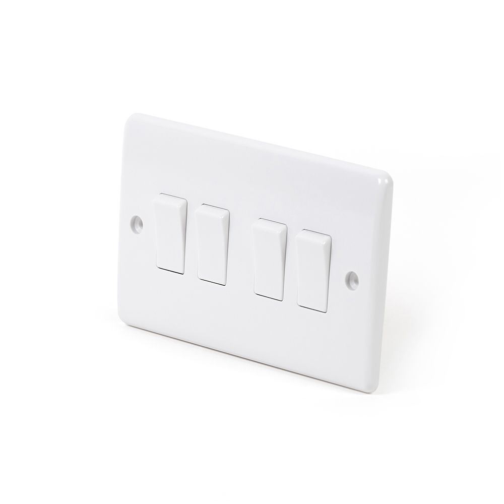 4 Gang Intermediate Switch | White Plastic 4 gang intermediate switch ...