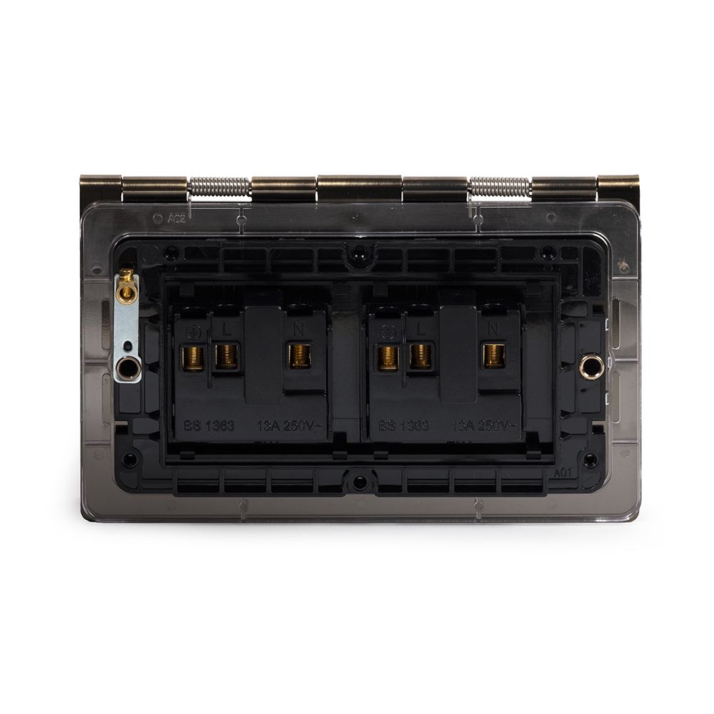 Antique Brass 2 Gang EuroMod Floor Socket | 13A 2Gang Euro Module Floor ...