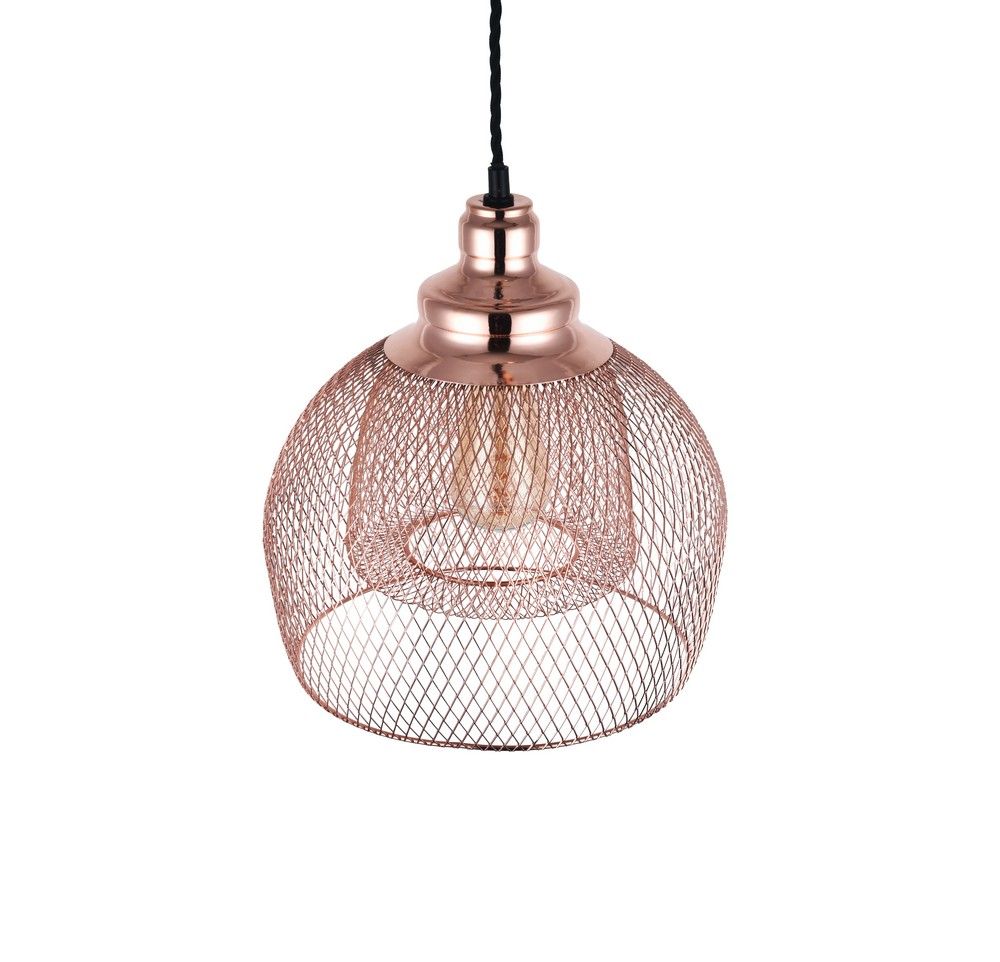Cambridge Rose Gold Metal Mesh Pendant Light - Elesi