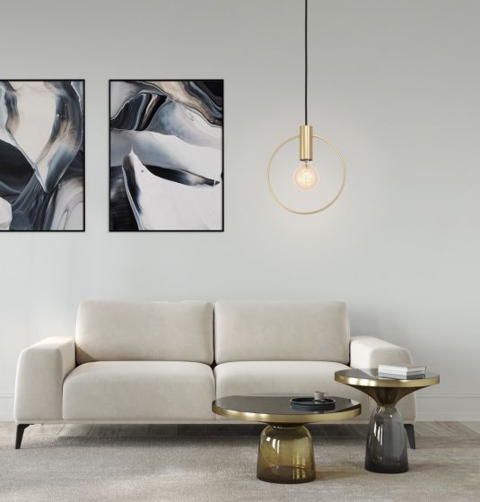 Eglo MANIZALES Brushed Brass Art Deco Ring Pendant Light - Elesi
