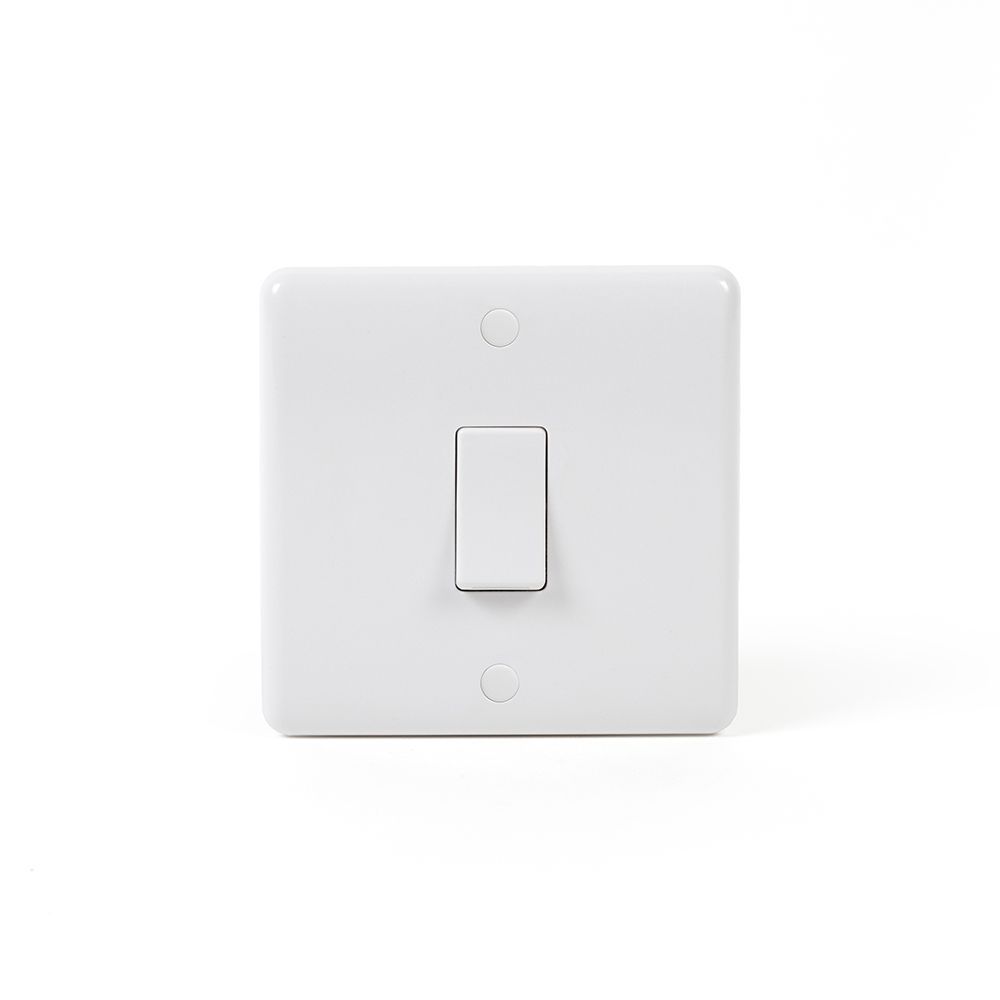 Lieber Silk White 1 Gang Retractive Switch - Curved Edge - Elesi