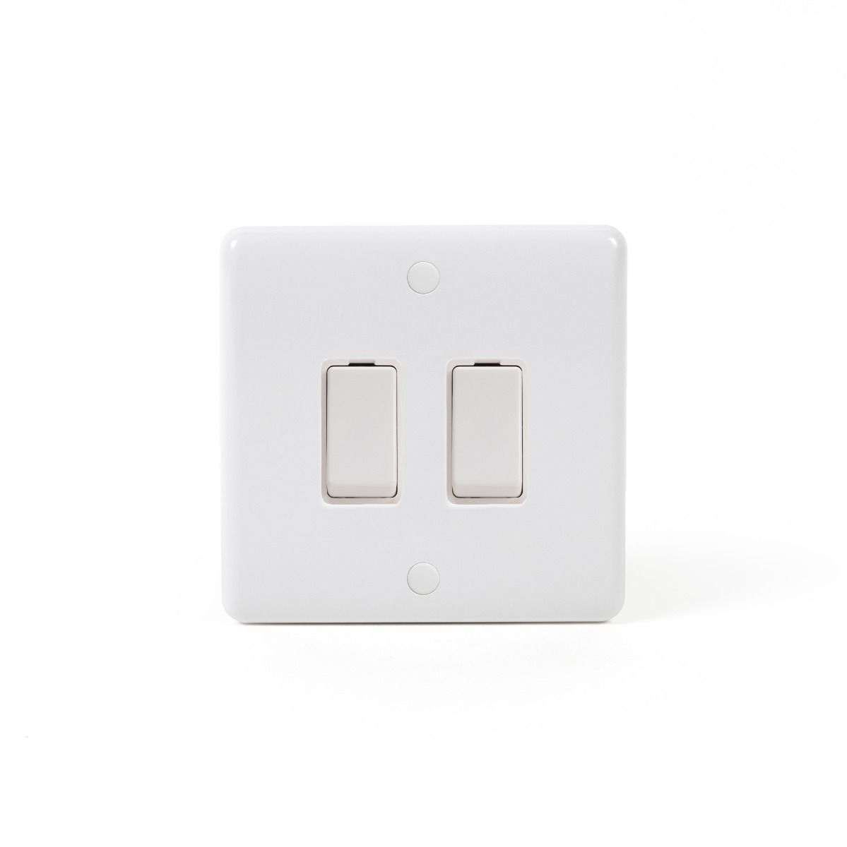 Lieber Silk White 2 Gang Retractive Switch - Curved Edge - Elesi