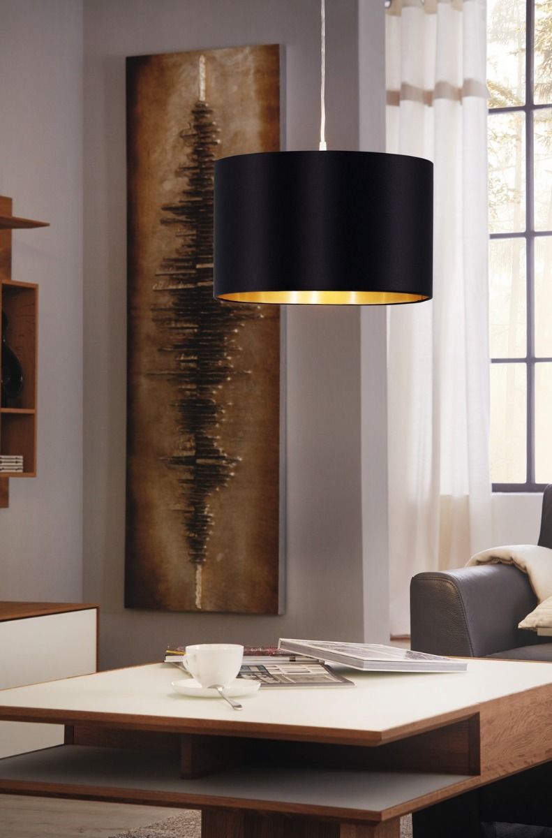 Eglo MASERLO Black & Gold Large Round Pendant Light - Elesi