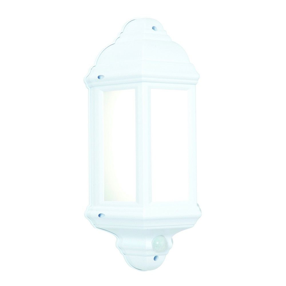 Halbury White PIR 1lt IP44 7W cool white Exterior Lantern Wall Light ...