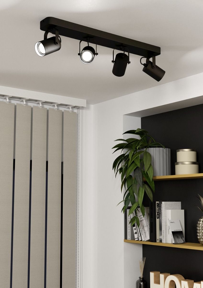 Eglo SOREGO Matte Black 4 Lamp Directional LED Spotlight - Elesi