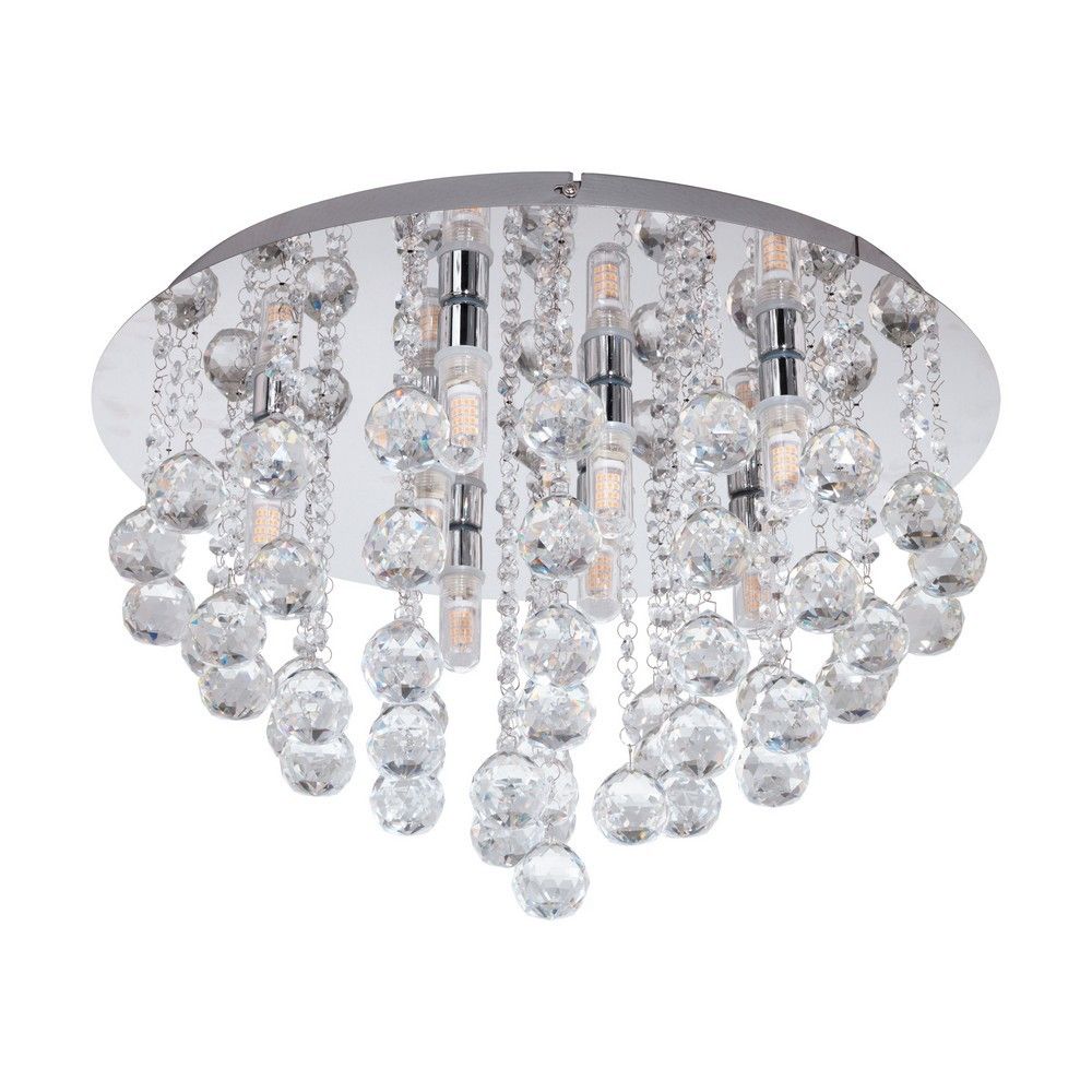 EGLO Almonte IP44 Chrome & Crystal Bathroom Ceiling Light - Elesi