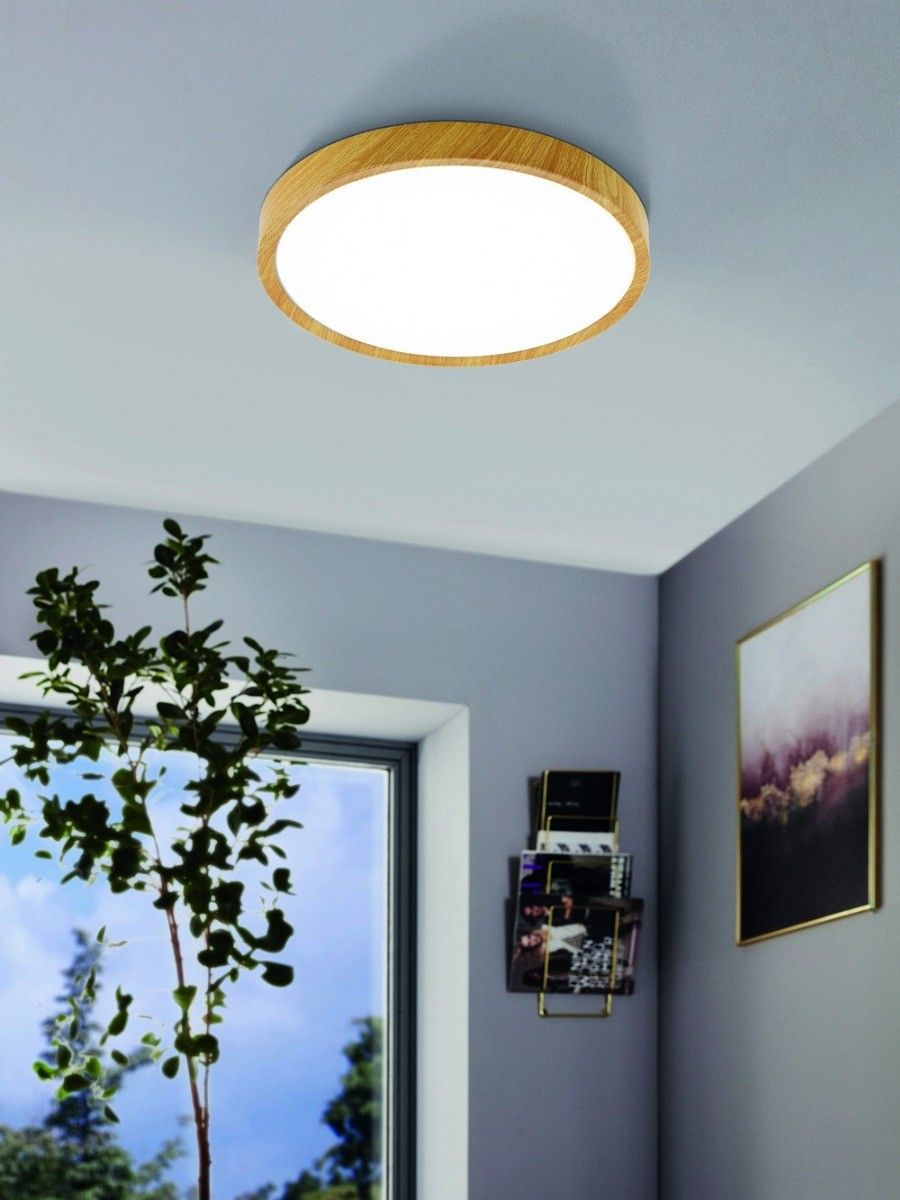Musa-Large-Brown-Round-LED-Ceiling-Light-Black - Elesi