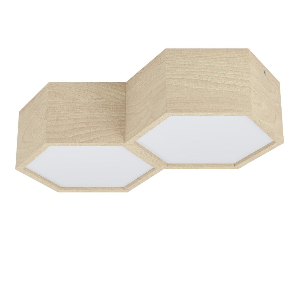 Eglo MIRLAS Wooden Hexagon Double Ceiling Light - Elesi
