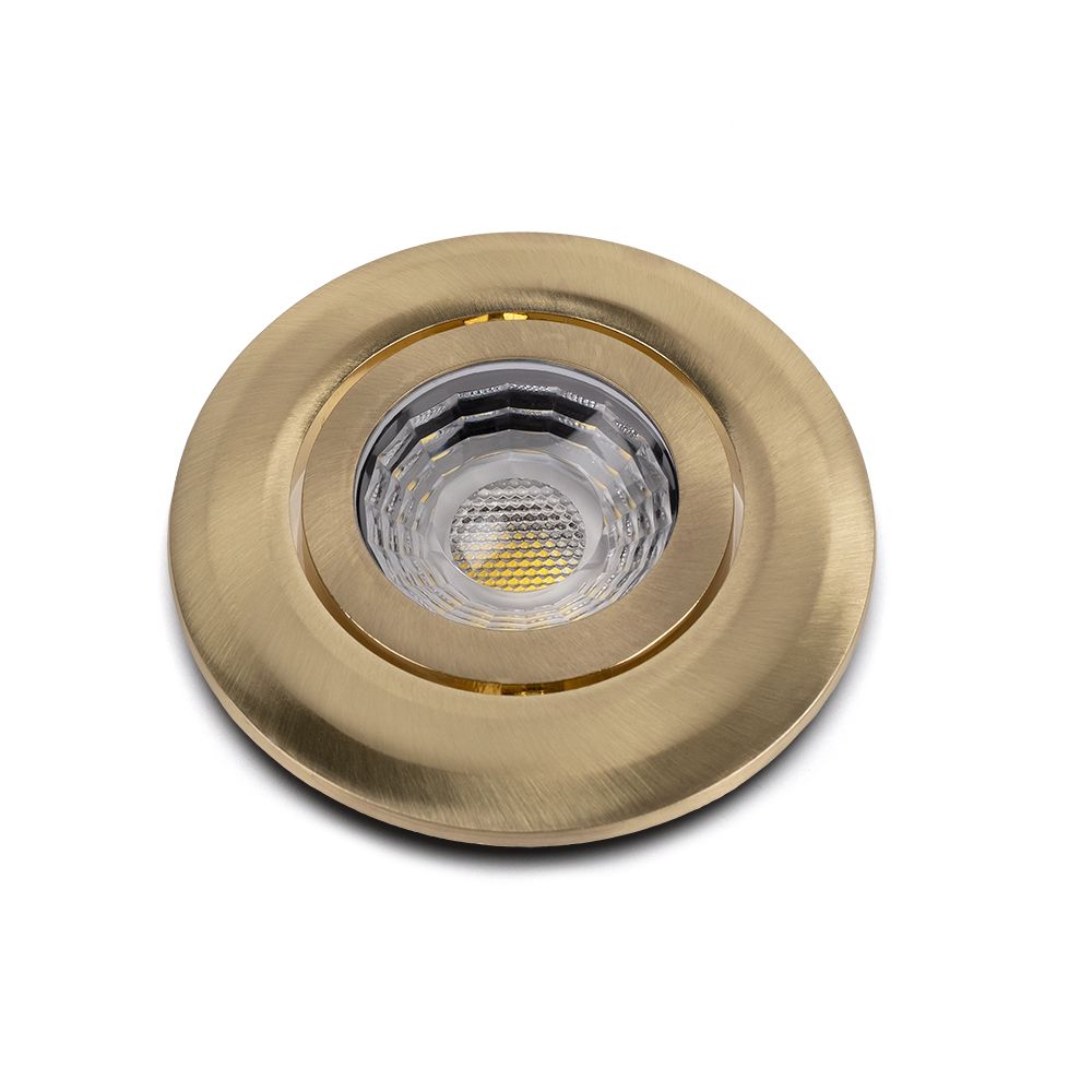 Brushed Brass Tiltable Adjustable 2.8k Fire Rated LED 6W IP44 Dimmable ...