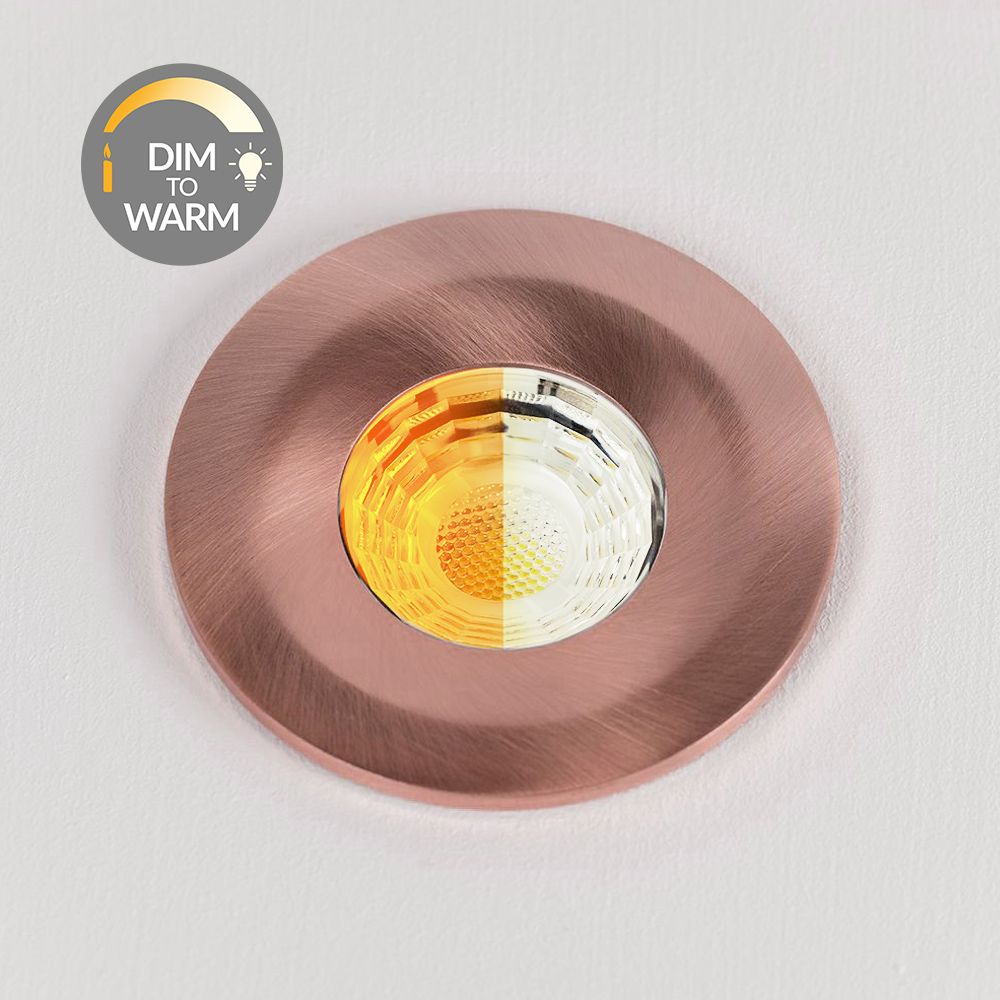 Brushed Copper CCT Dim To Warm LED Downlight Fire Rated IP65 - Elesi