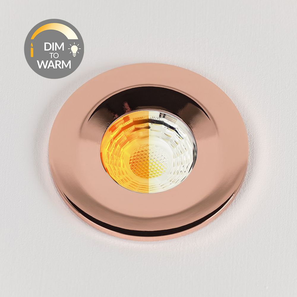 Rose Gold CCT Dim To Warm LED Downlight Fire Rated IP65 - Elesi