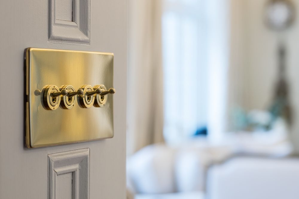 Brushed Brass Toggle Light Switches | 4 Gang 2 Way Toggle Switch - Elesi