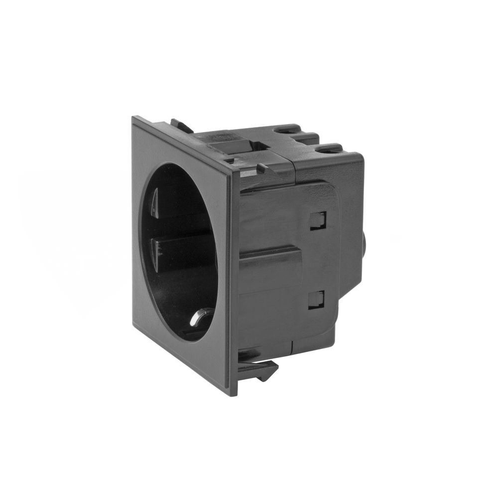 Soho Euro Module 16A European Socket Round Pin Black - Elesi