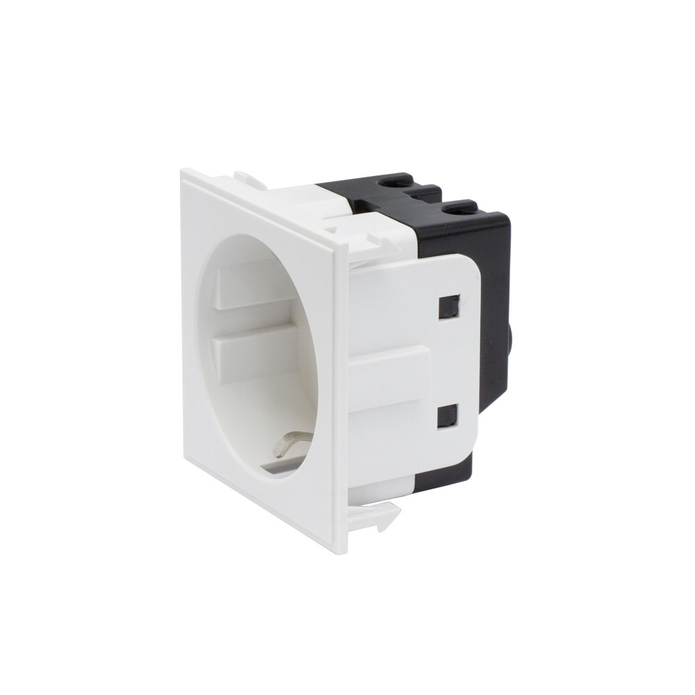 Soho Euro Module 16A European Socket Round Pin White - Elesi