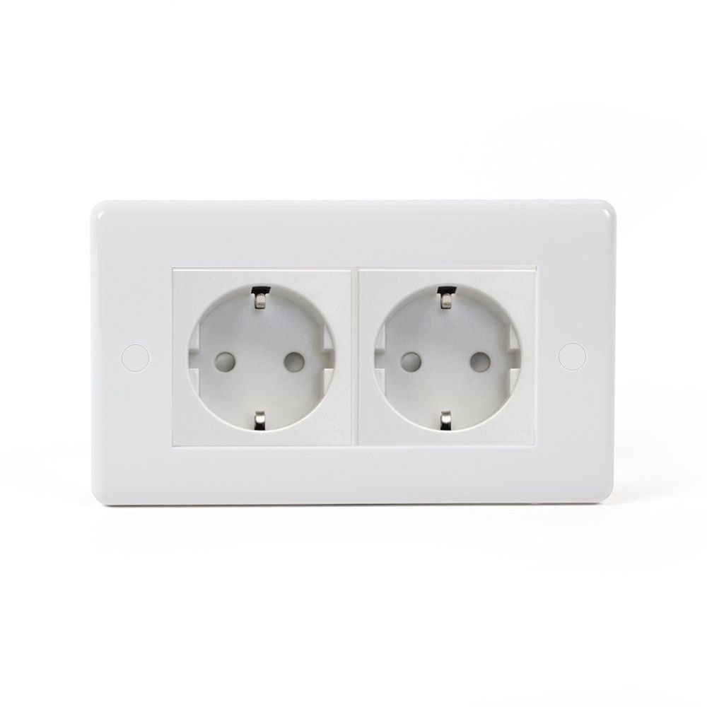 Lieber Silk White 2 gang 16A European socket - Euromod - WTU - Curved ...