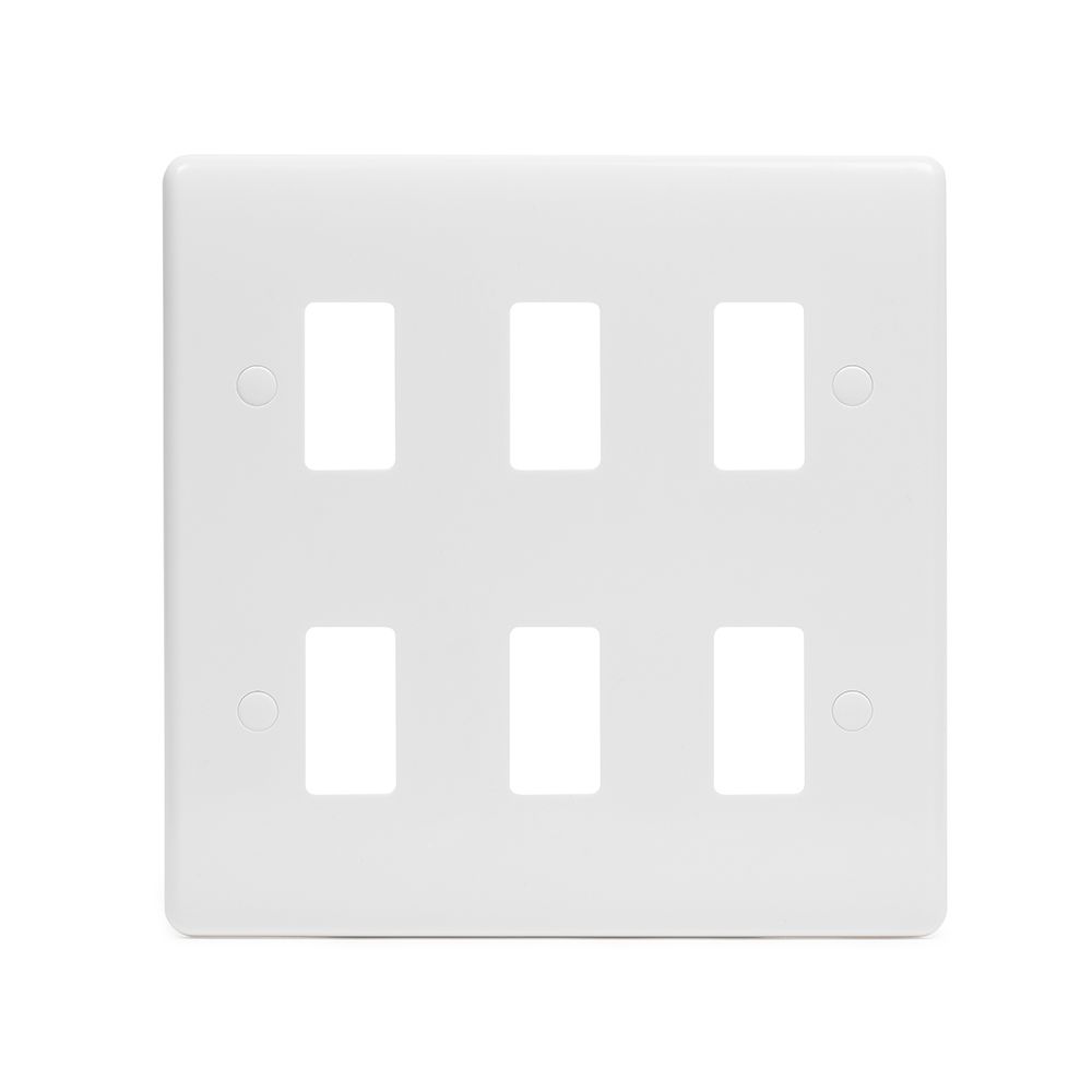 Lieber Silk White 6 Gang Grid Plate - Elesi
