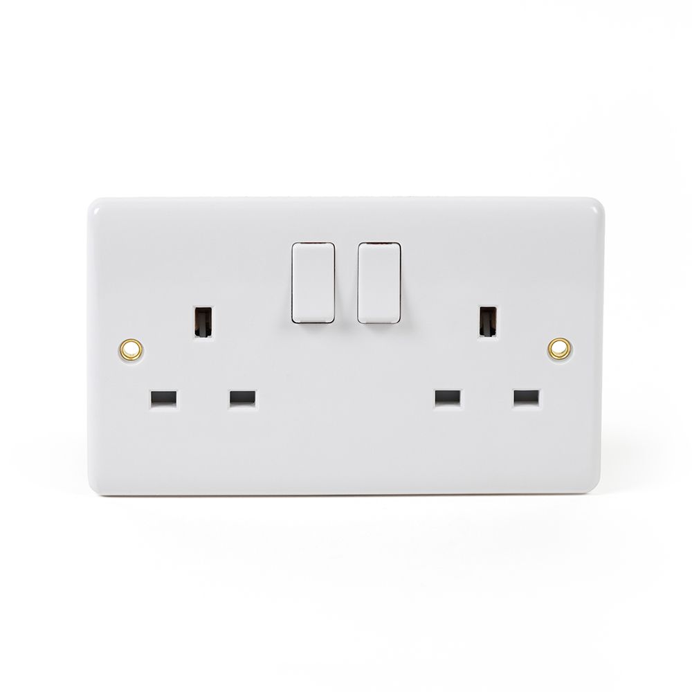 10 Pack White Double Socket | White Plastic 13A 2 Gang double Pole ...