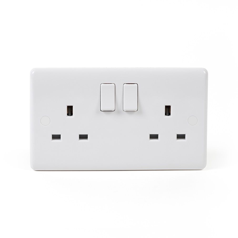 10 Pack White Double Socket | White Plastic 13A 2 Gang double Pole ...
