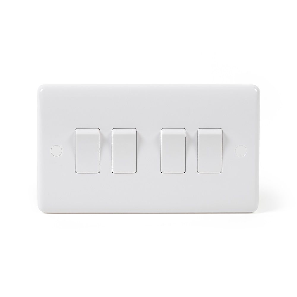 4 Gang Intermediate Switch | White Plastic 4 gang intermediate switch ...