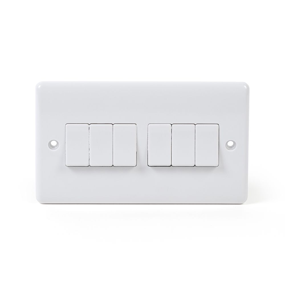 6 Gang White Switch | White 6 Gang Switch - Elesi