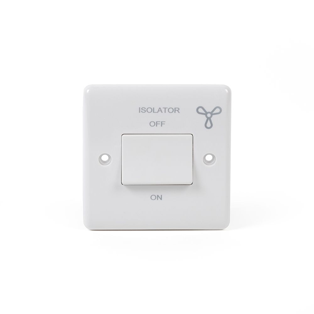 White Plastic 3 Pole Fan Isolator Switch - Elesi