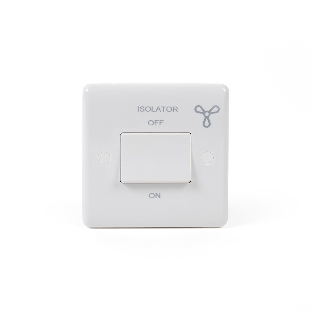 White Plastic 3 Pole Fan Isolator Switch - Elesi