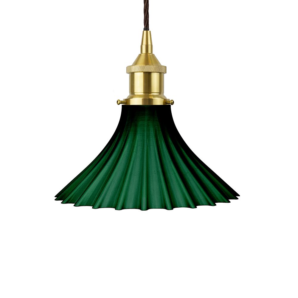 Scallop Fluted Bell Emerald Green Pendant Light - Elesi