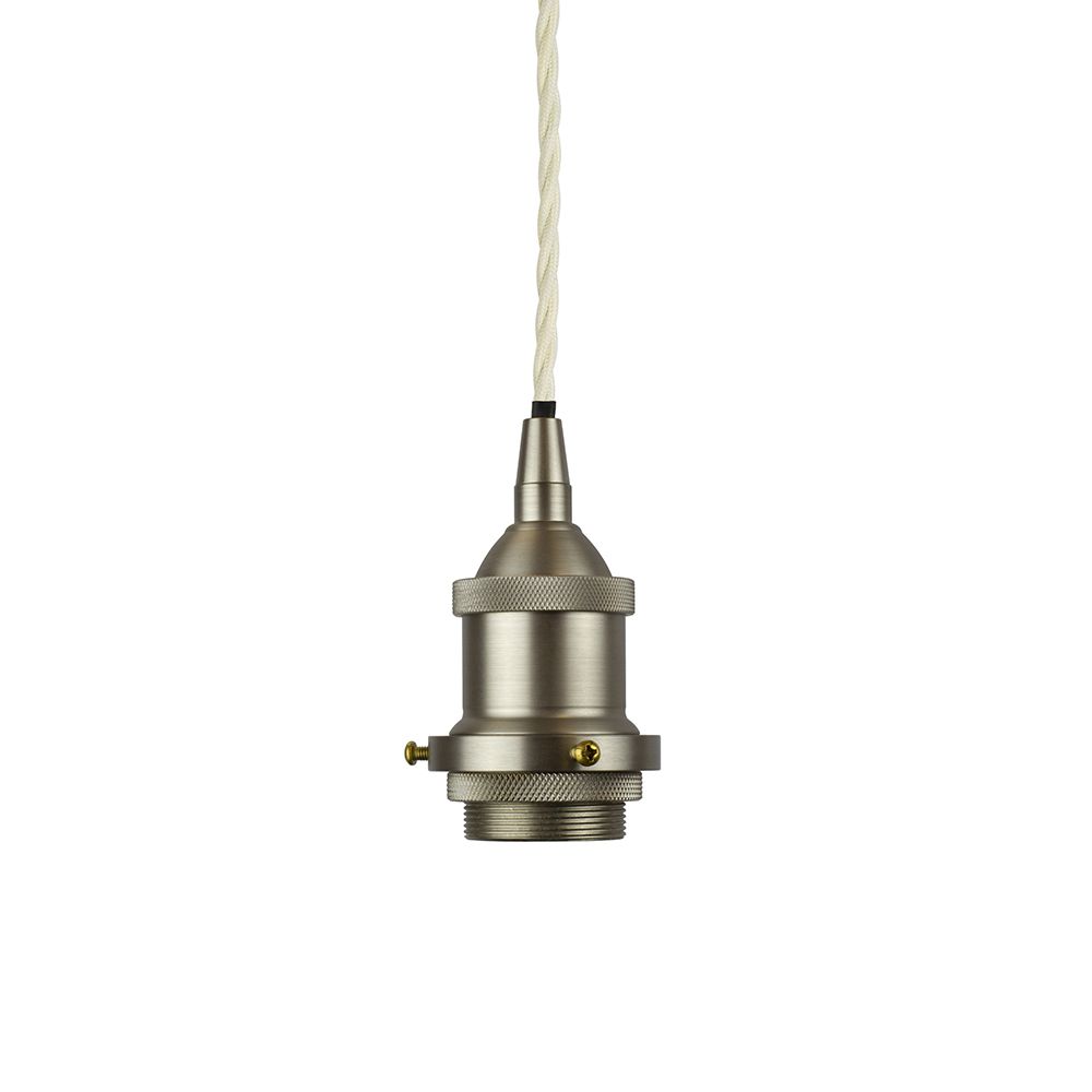 Soho Lighting Brushed Chrome Decorative Bulb Holder with Cream Twisted ...