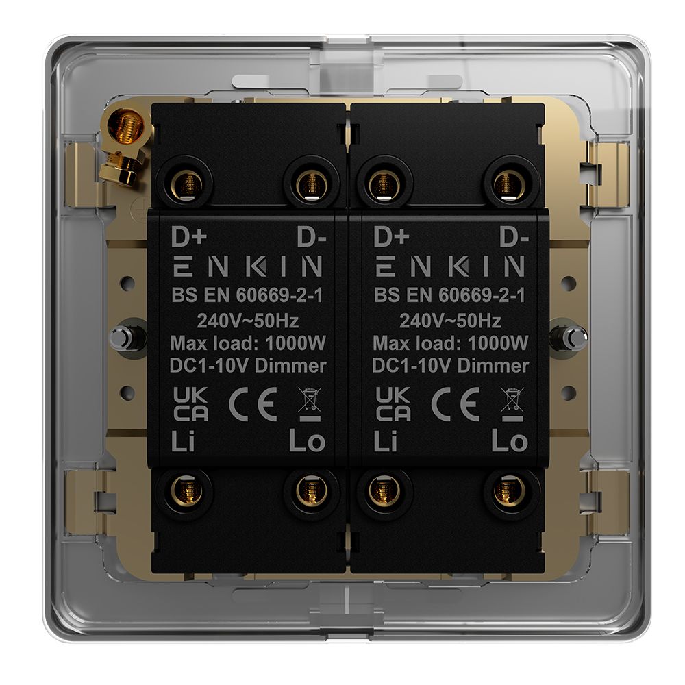 Soho Lighting Flat Plate White Metal 2 Gang 1000W DC1-10V Dimmer Switch ...