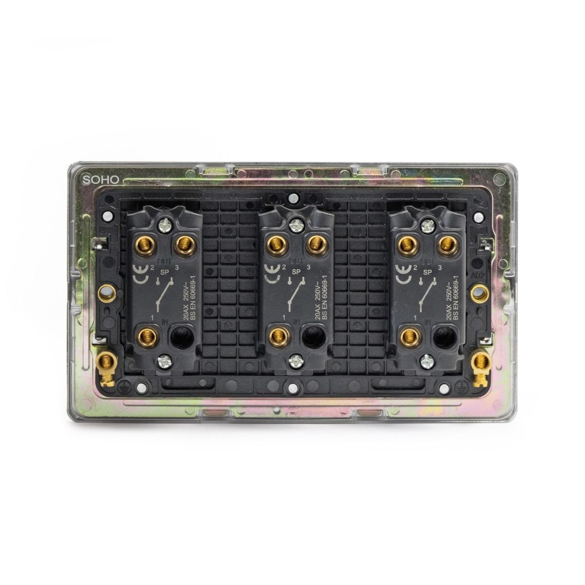 Soho Lighting Matt Black 20 Amp 3 Gang Screwless 2 Way Toggle Switch ...