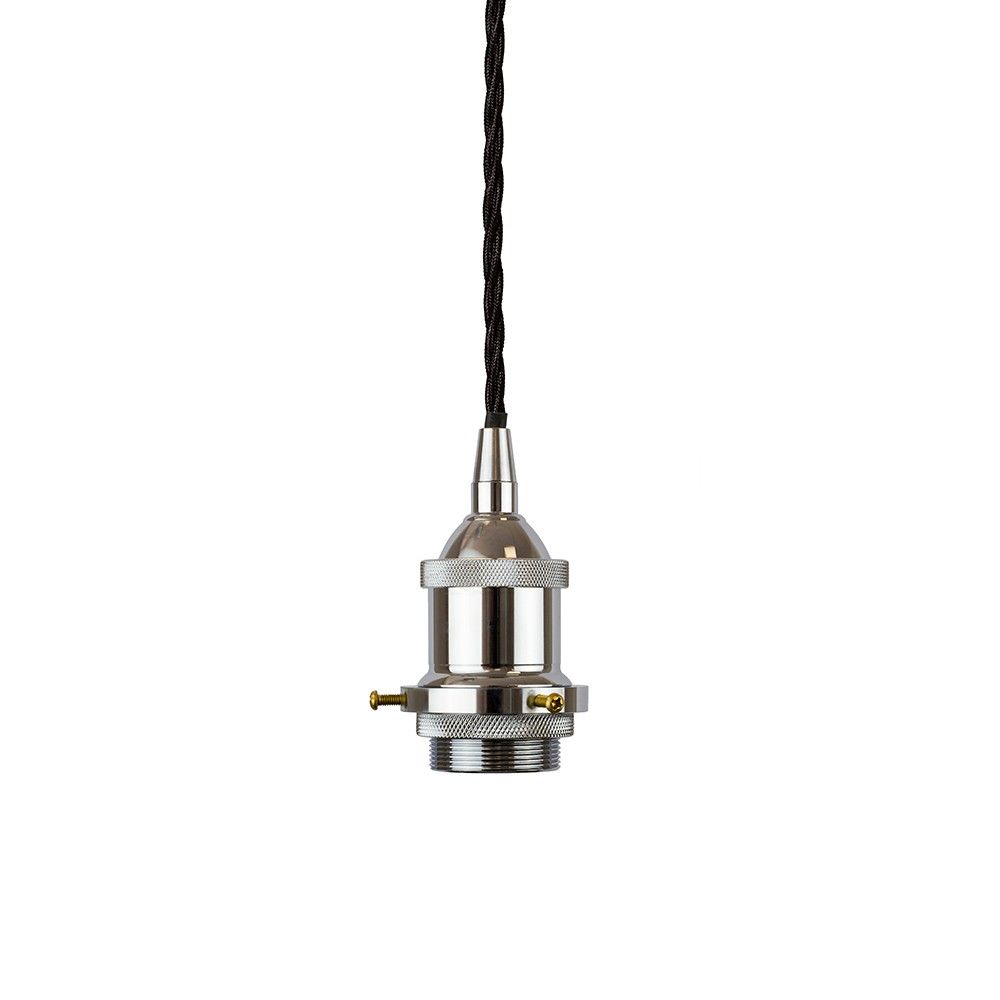 Soho Lighting Nickel Decorative Bulb Holder with Black Twisted Cable ...