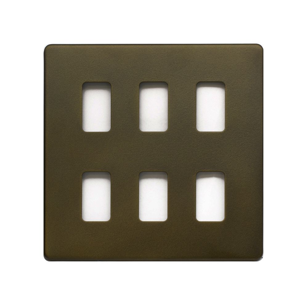 Soho Lighting Bronze 6 Gang Grid Plate Screwless - Elesi