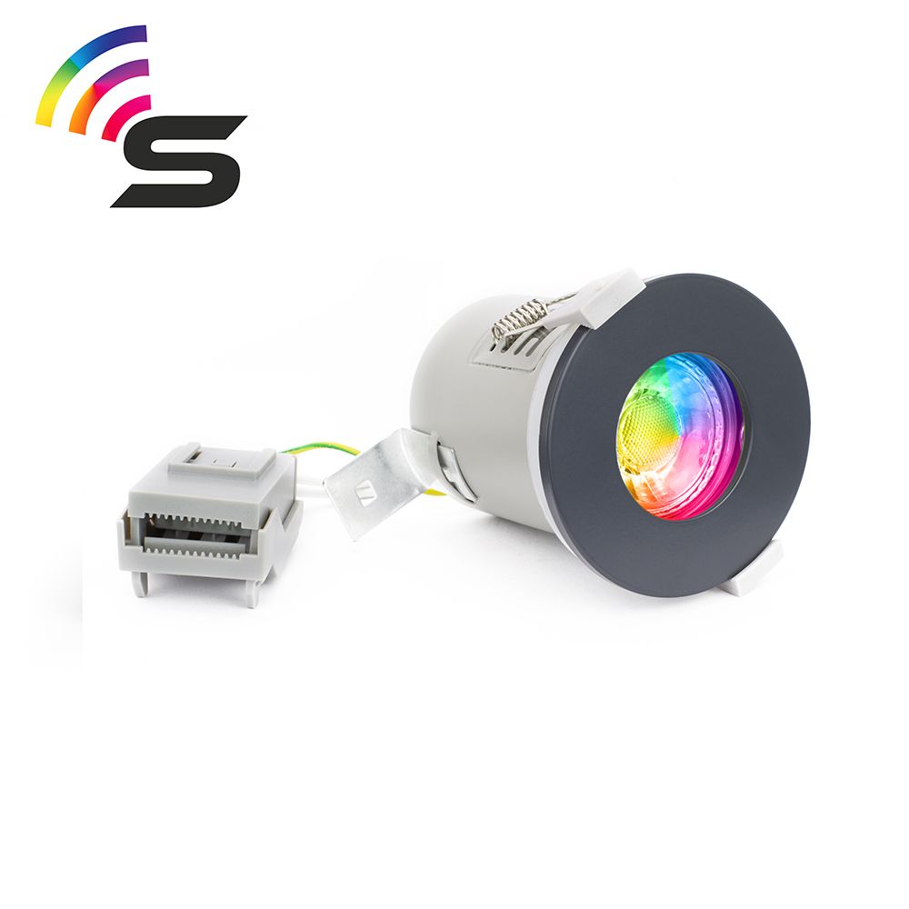Lieber Anthracite IP65 Fire Rated Colour Changing Smart Downlight - Elesi