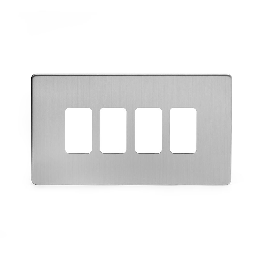 Soho Lighting Brushed Chrome 4 Gang Grid Plate - Elesi
