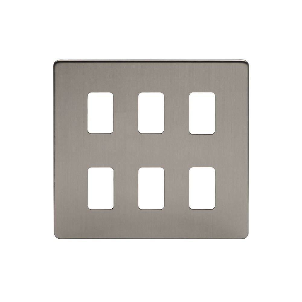 Soho Lighting Brushed Chrome 6 Gang Grid Plate - Elesi