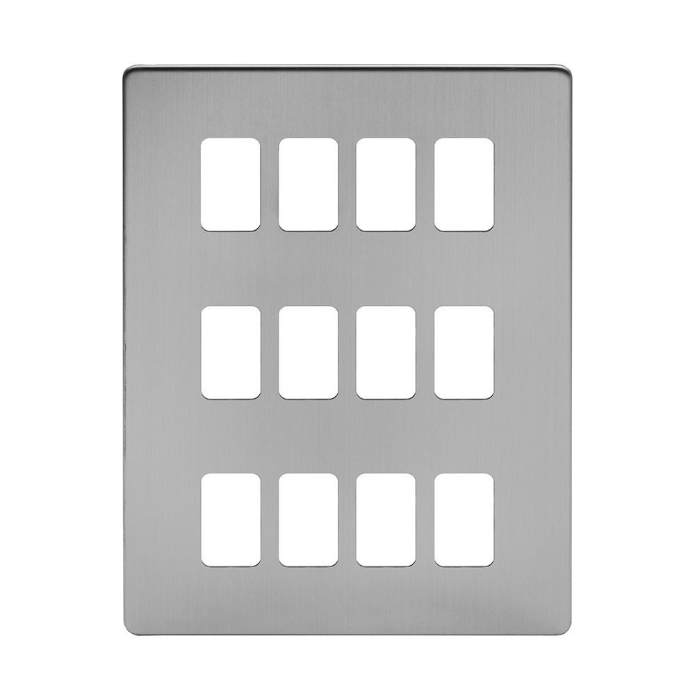12 Gang Switch Plate | Soho Lighting Brushed Chrome 12 Gang Grid Plate ...