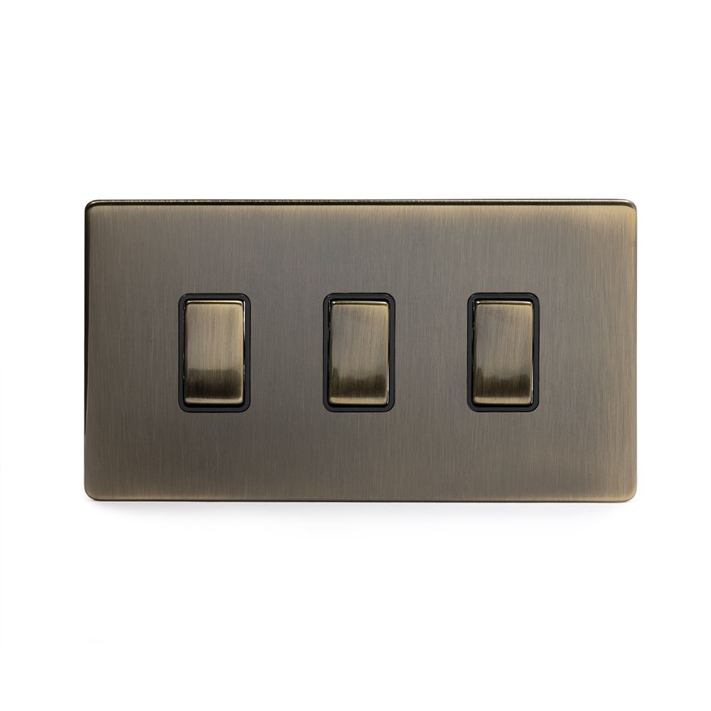 Soho Lighting Antique Brass 3 Gang Grid Plate - Elesi