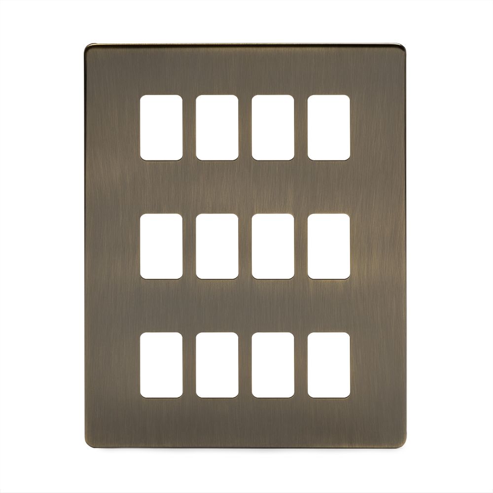 Soho Lighting Antique Brass 12 Gang Grid Plate - Elesi