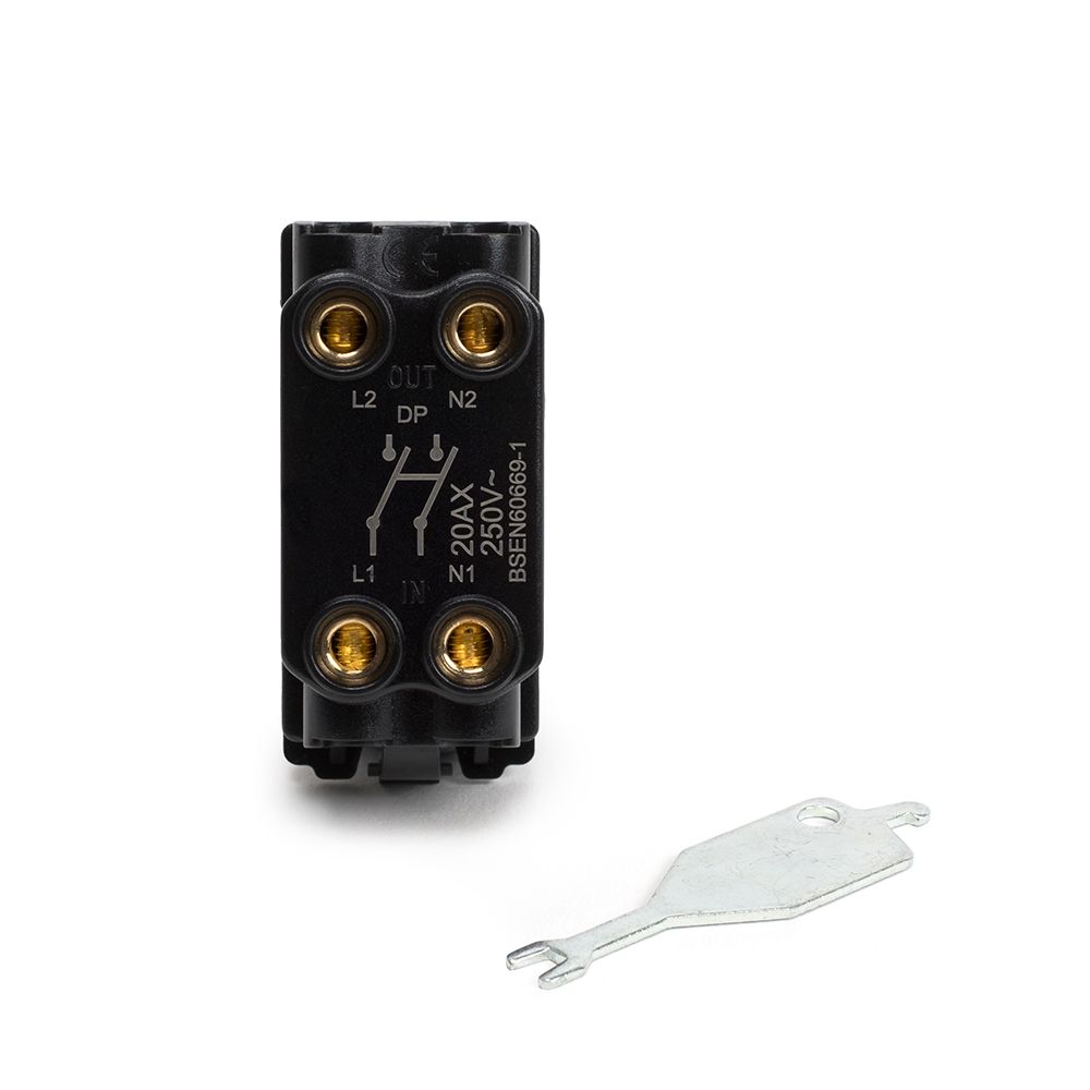 Soho Lighting Antique Brass 1 Gang Double Pole Key Grid Switch - Elesi