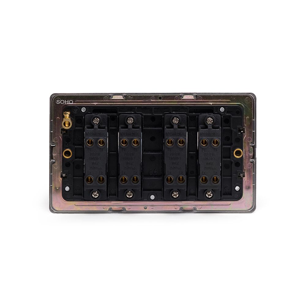 Black Nickel 4 Gang Intermediate Switch Screwless - Elesi