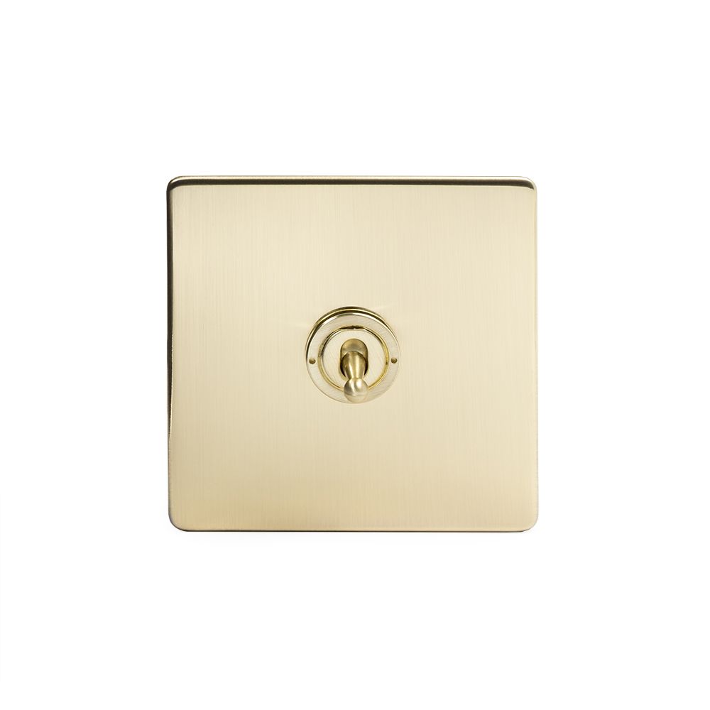 Soho Lighting Brushed Brass 1 Gang 2 Way Toggle Switch Screwless - Elesi