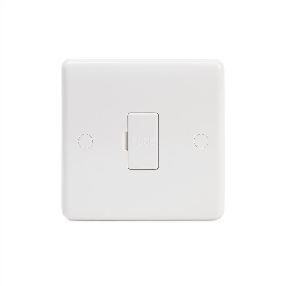 Lieber Silk White 13A Unswitched Connection Unit Flex Outlet - Curved ...
